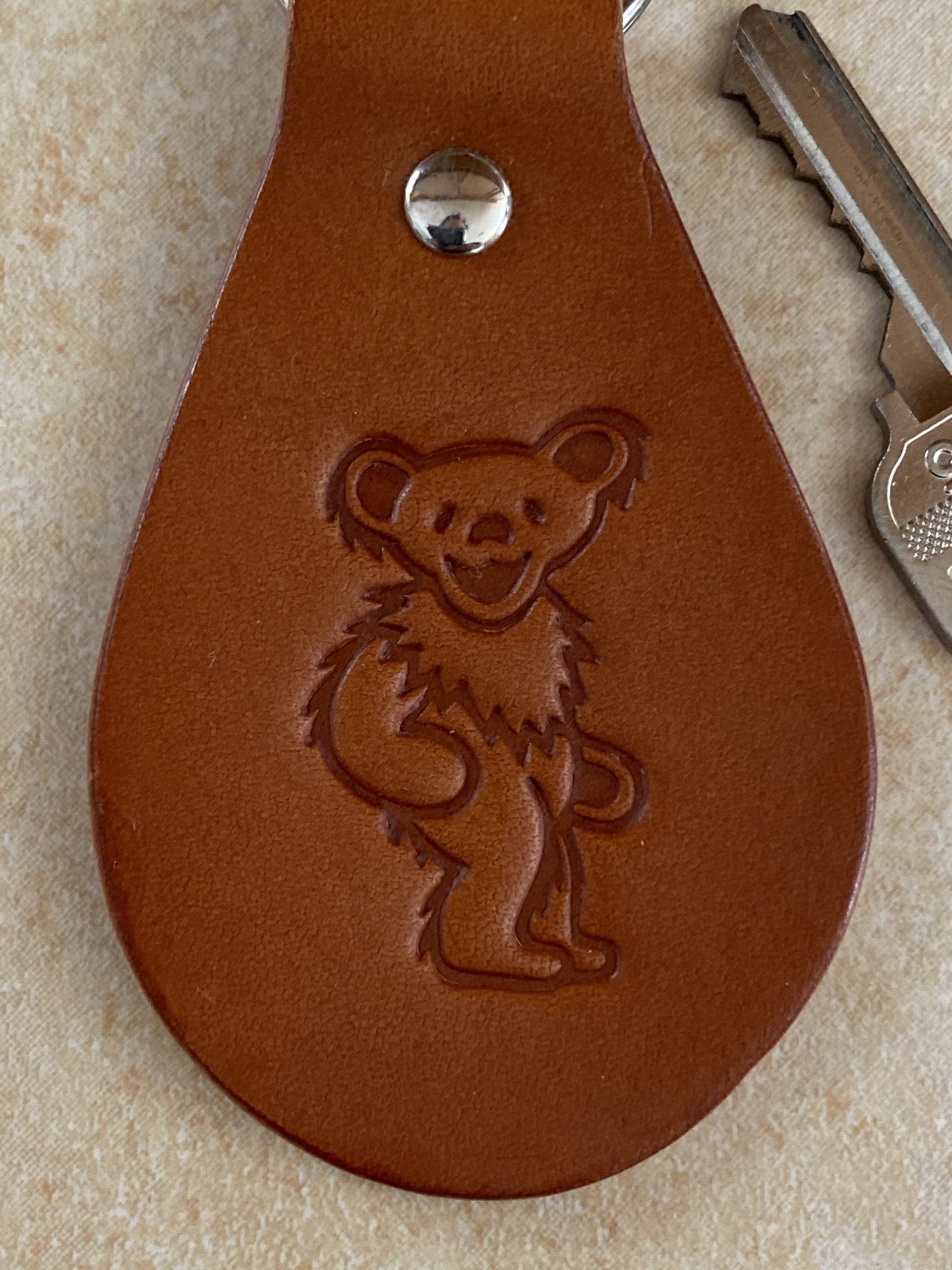 Minimalist Bear Hand Made Leather Key Ring - Shakedown Designs